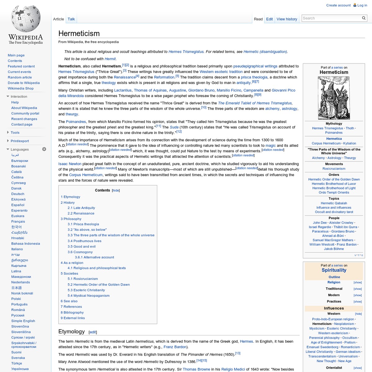 Hermeticism - Wikipedia, the free encyclopedia — Are.na