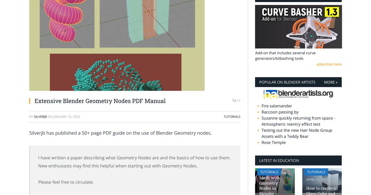 Extensive Blender Geometry Nodes PDF Manual | Are.na