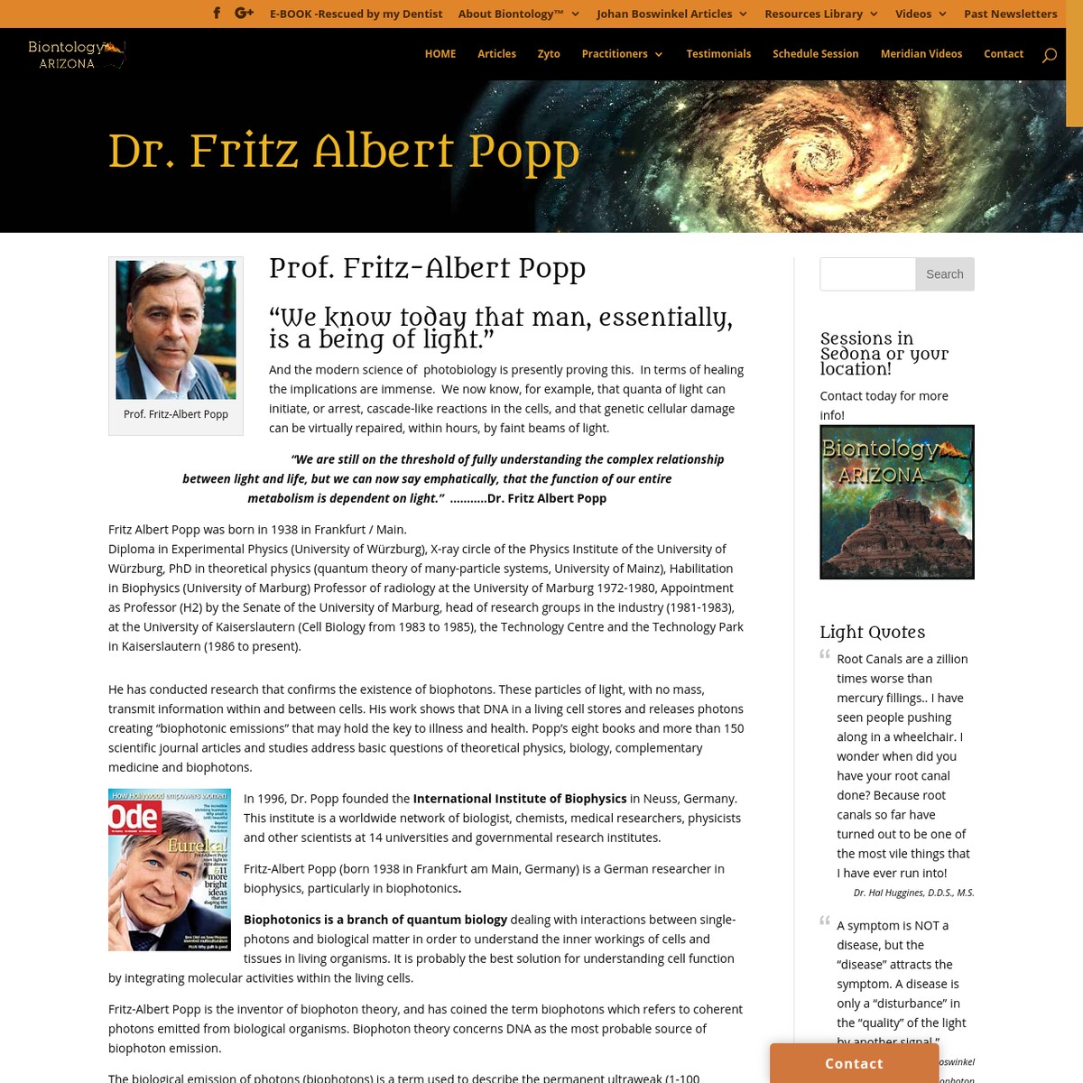 Dr. Popp Biophoton Theory | Fritz-Albert Popp | GermanPhysicist Popp ...