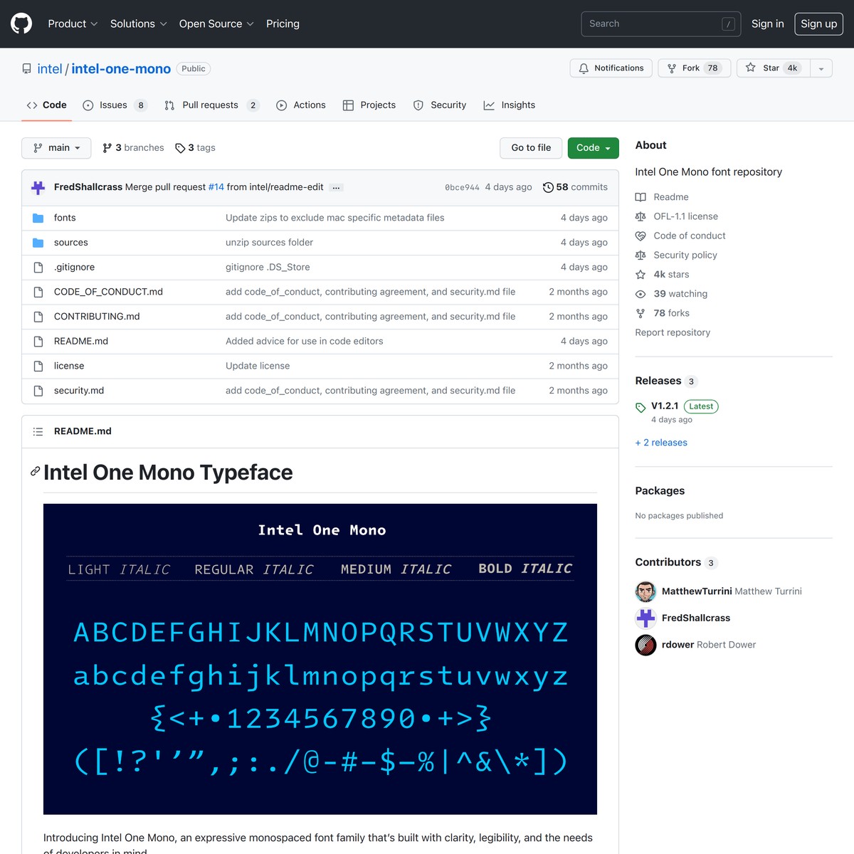 GitHub - intel/intel-one-mono: Intel One Mono font repository — Are.na