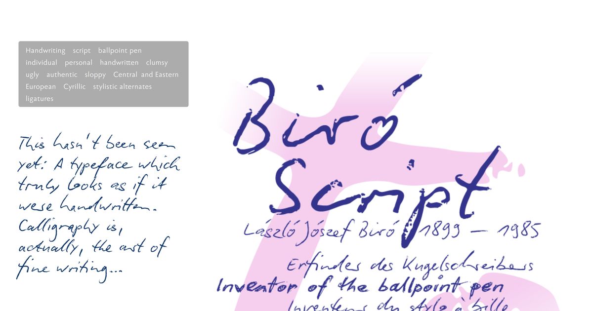 Biró Script: the ball point pen handwriting by ingoFonts | Are.na