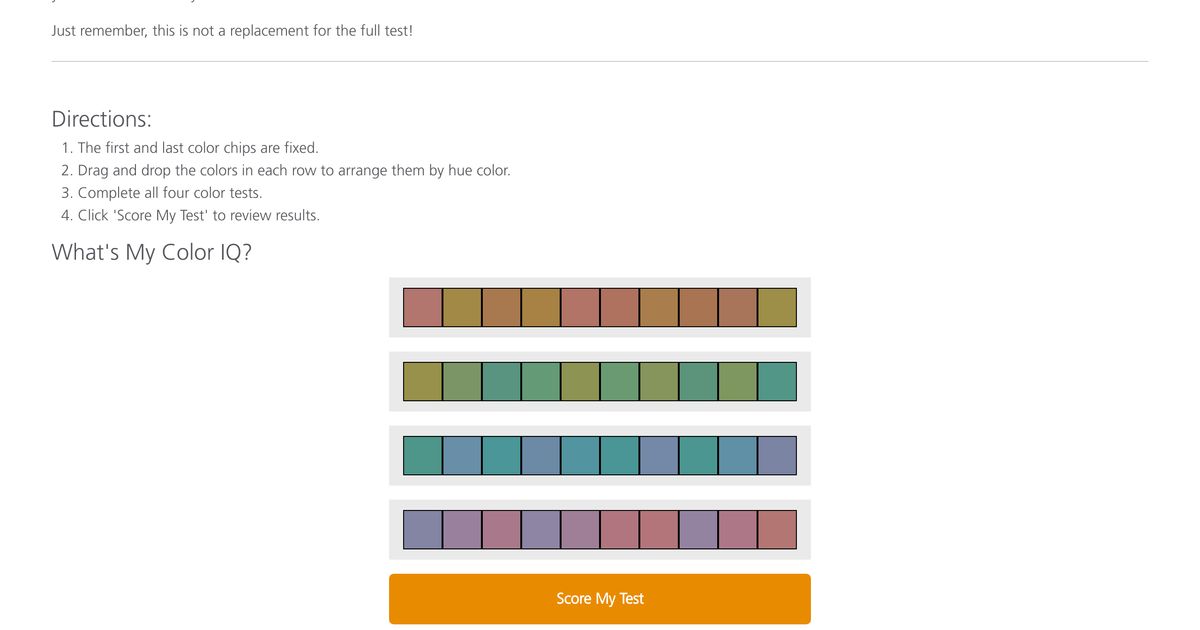 Free Online Color Challenge and Hue Test; X-Rite | Are.na