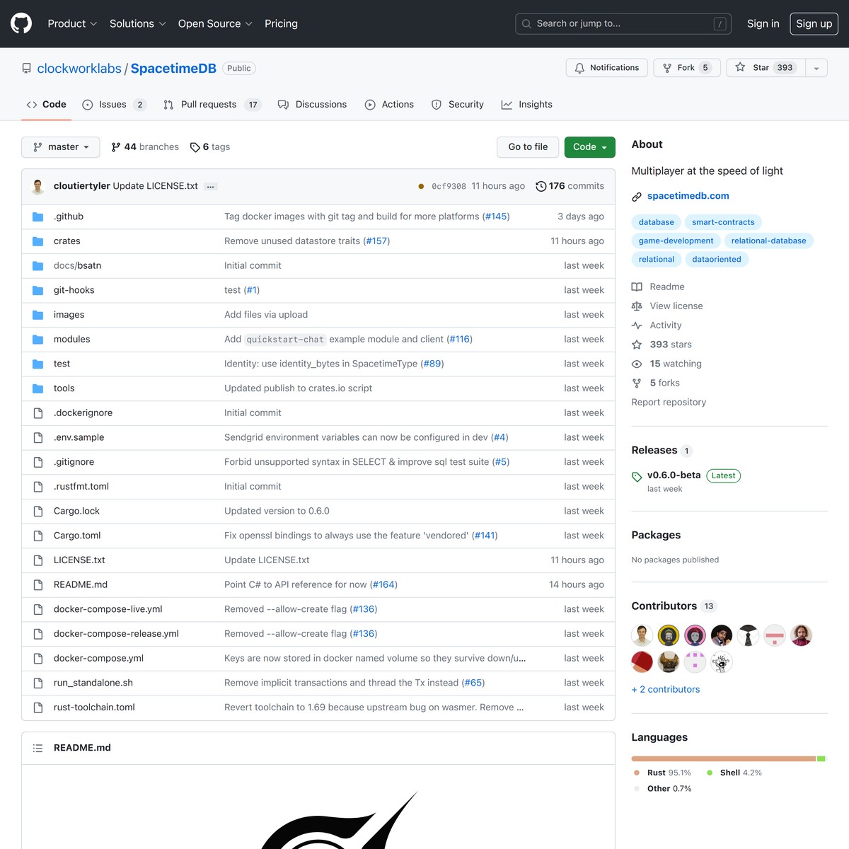 GitHub - clockworklabs/SpacetimeDB: Multiplayer at the speed of light — Are.na