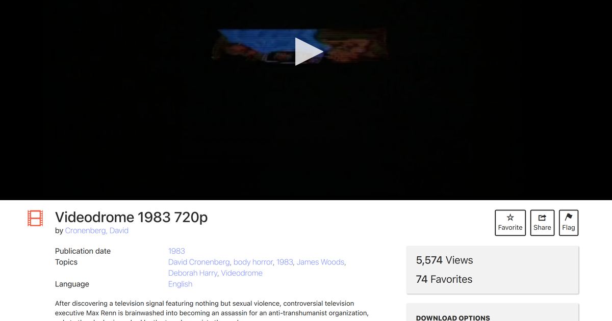 Videodrome 1983 720p : Cronenberg, David : Free Download, Borrow, and ...