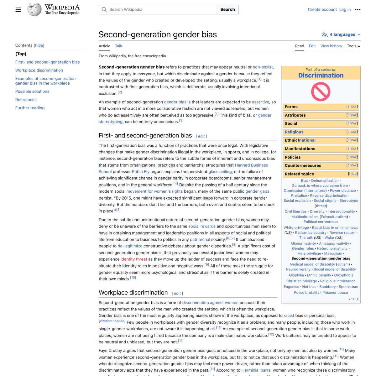 Second-generation gender bias - Wikipedia — Are.na