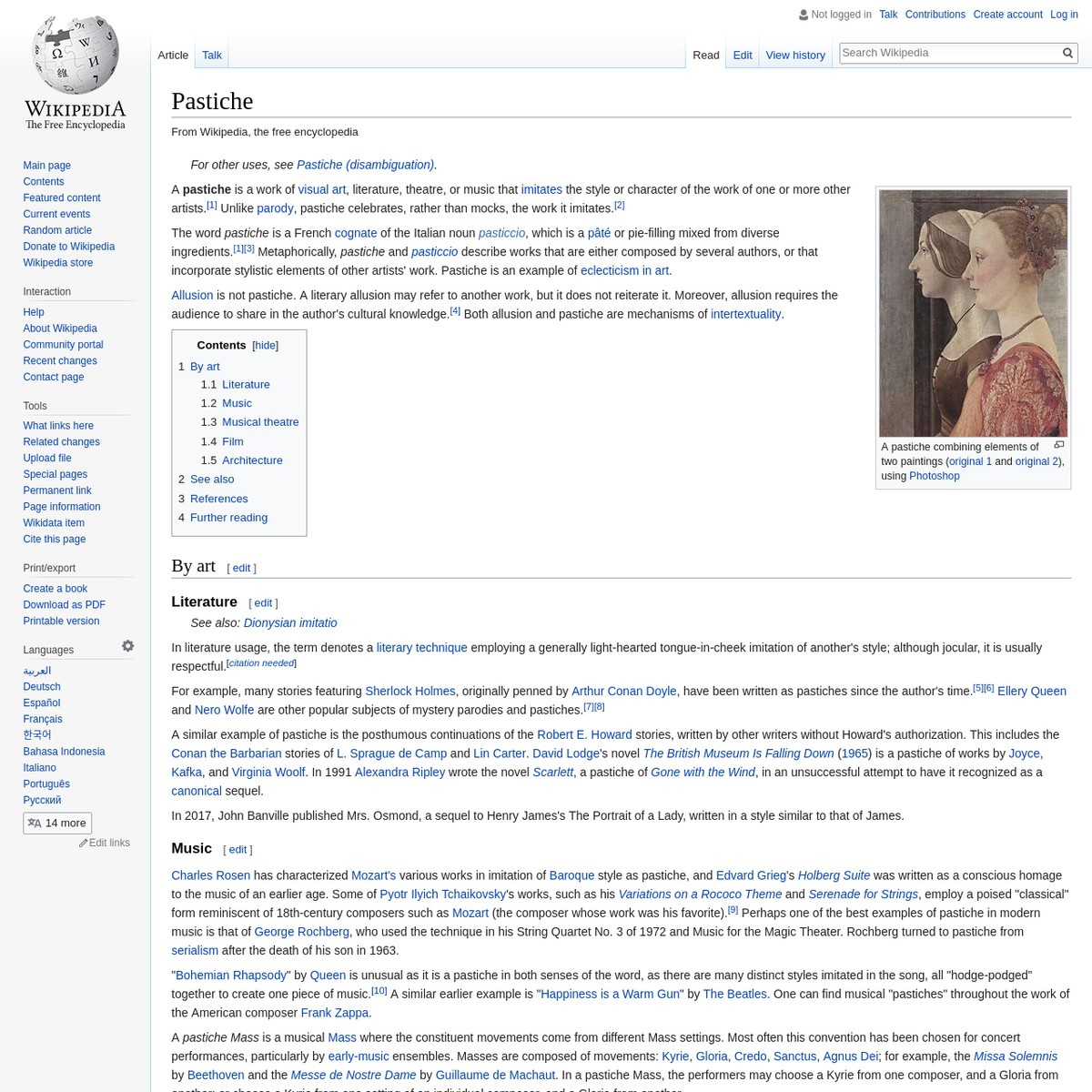 Pastiche - Wikipedia — Are.na