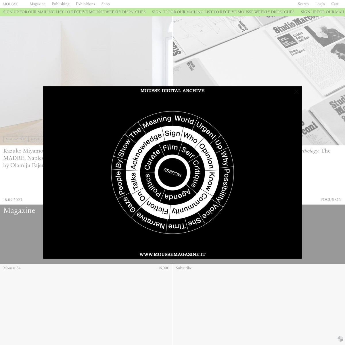 Mousse Magazine and Publishing — Contemporary Art Magazine and ...