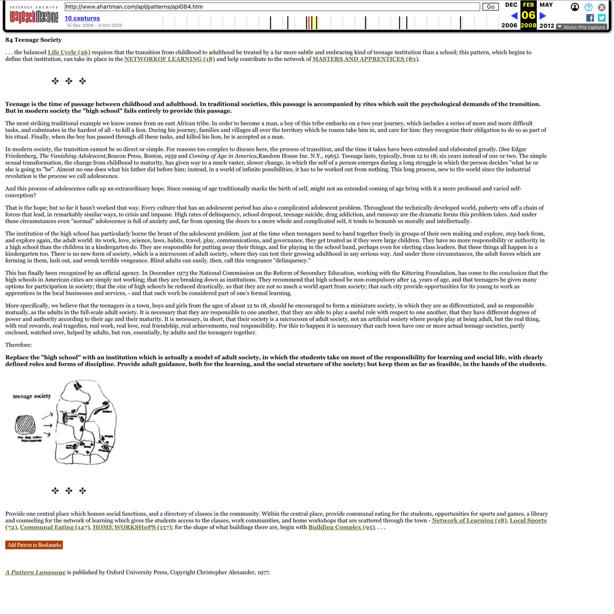 84 Teenage Society [from A Pattern Language, by Christopher Alexander ...