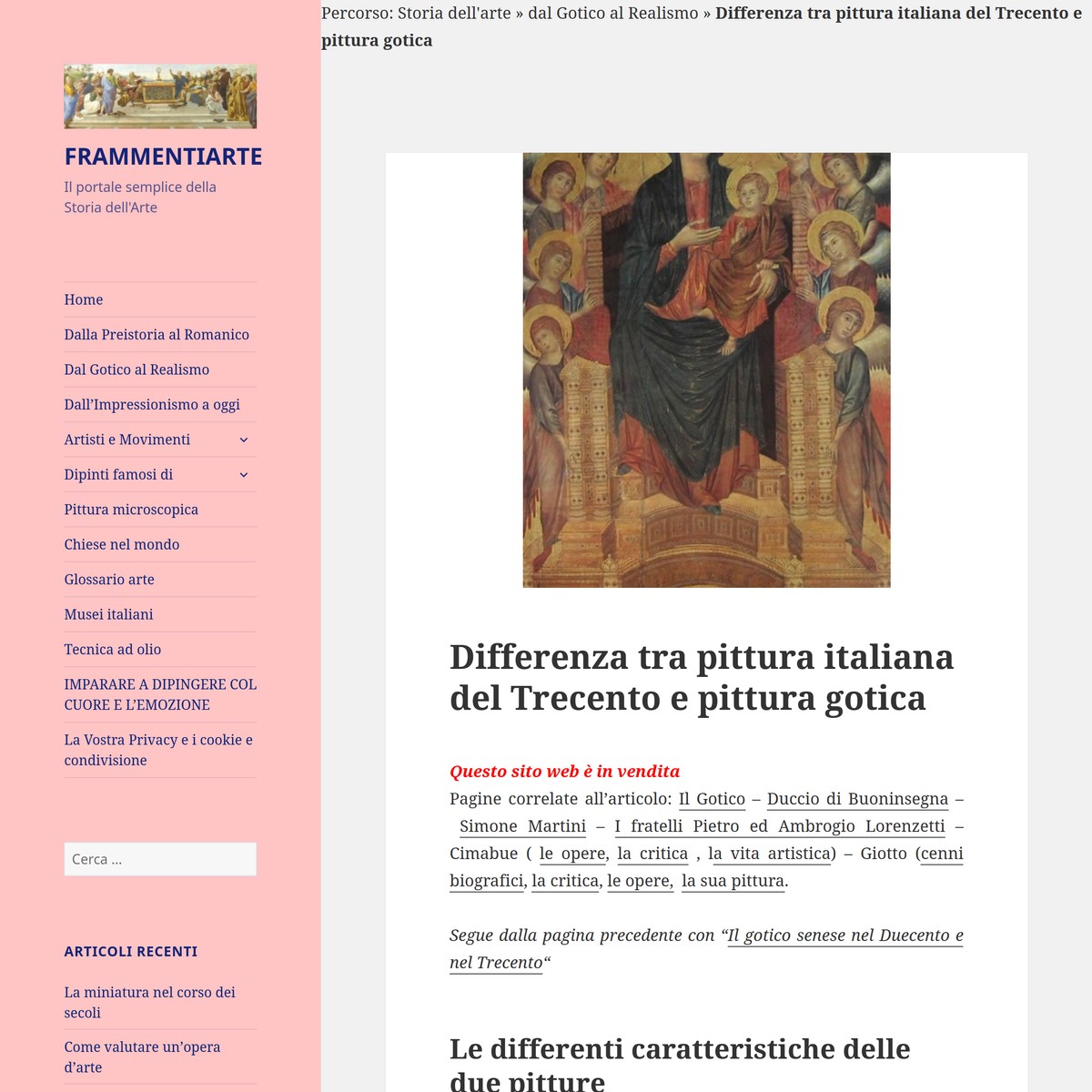 Differenza tra pittura italiana del Trecento e pittura gotica — Are.na