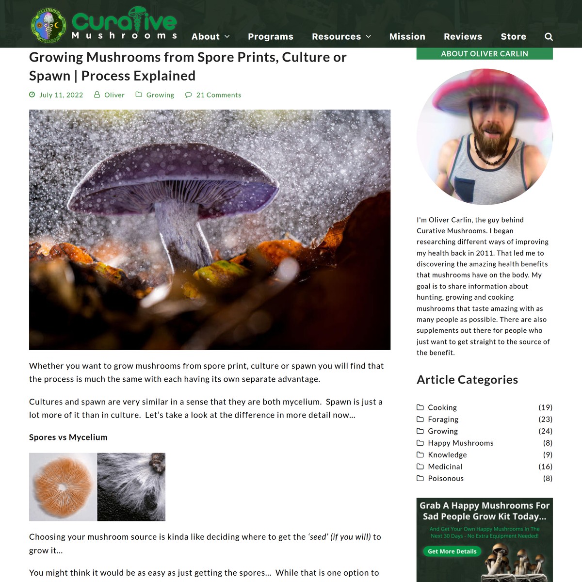 Growing Mushrooms from Spore Prints, Culture or Spawn | Process ...