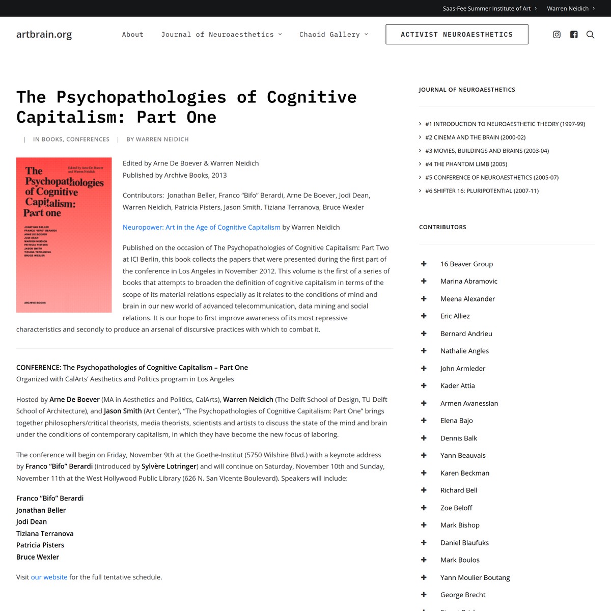 The Psychopathologies of Cognitive Capitalism: Part One | artbrain.org ...