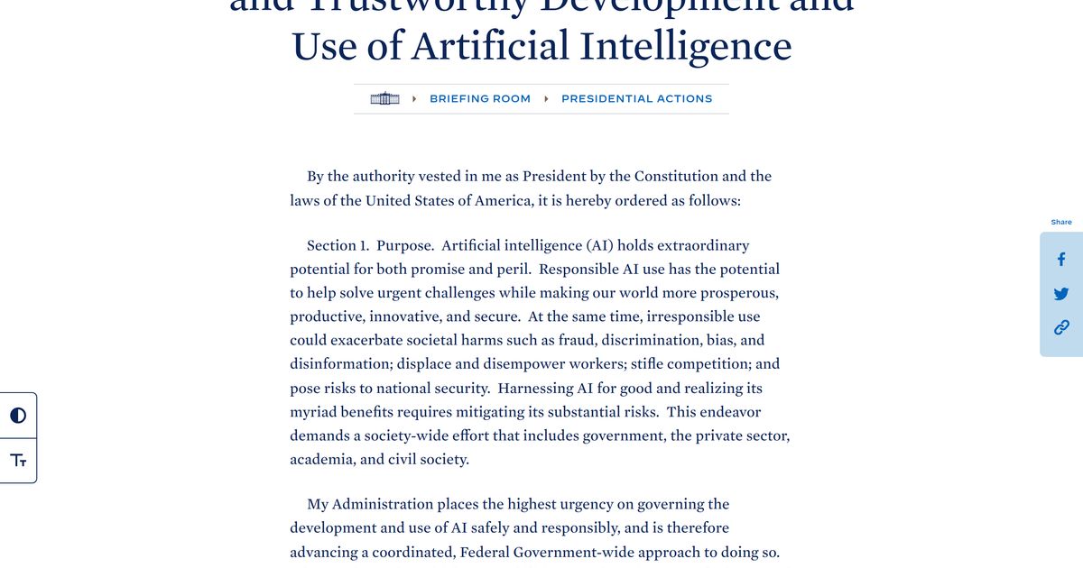 Executive Order on the Safe, Secure, and Trustworthy Development and ...