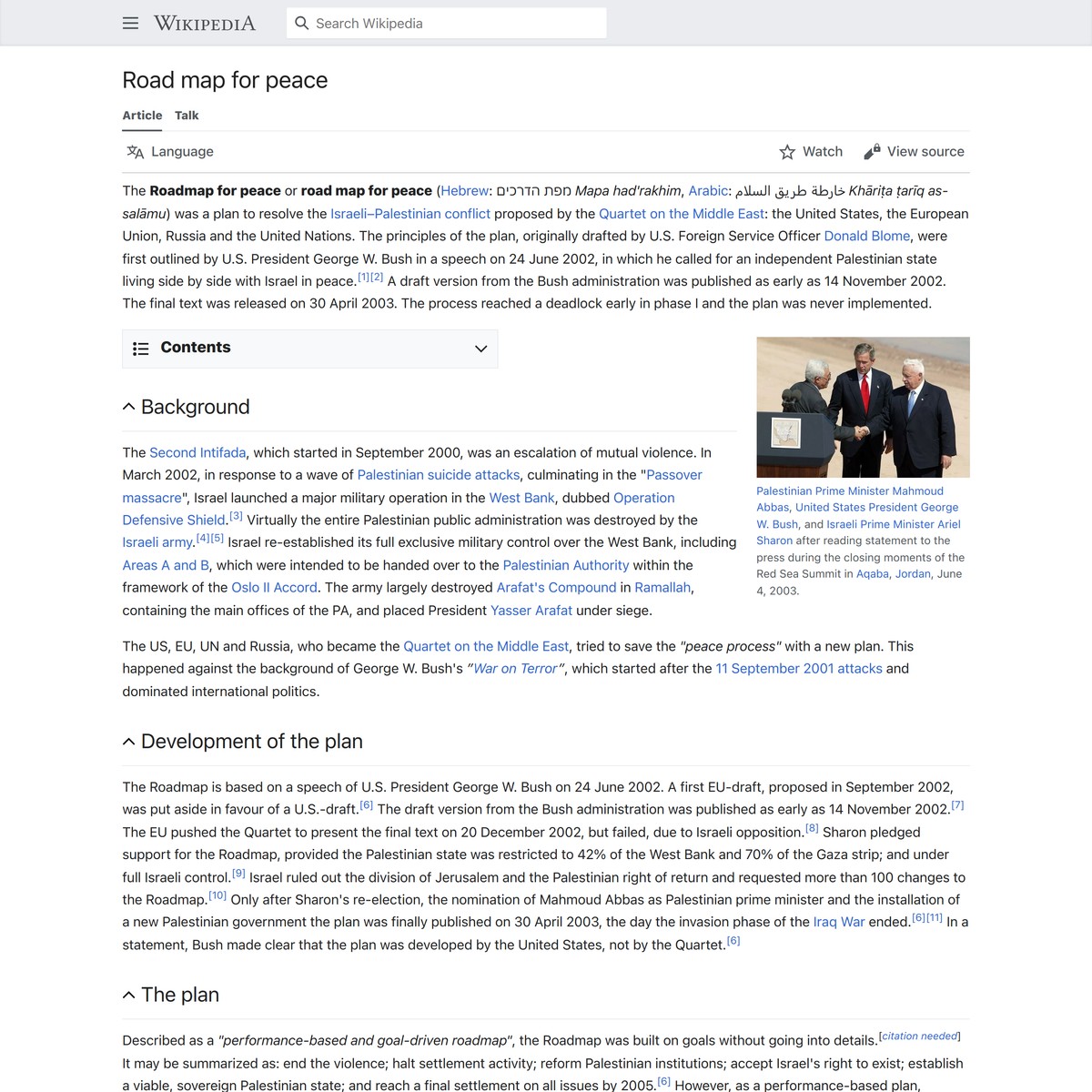 Road map for peace - Wikipedia — Are.na