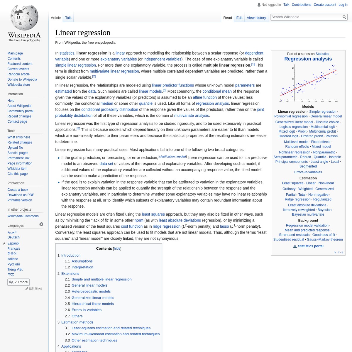 Linear regression - Wikipedia — Are.na