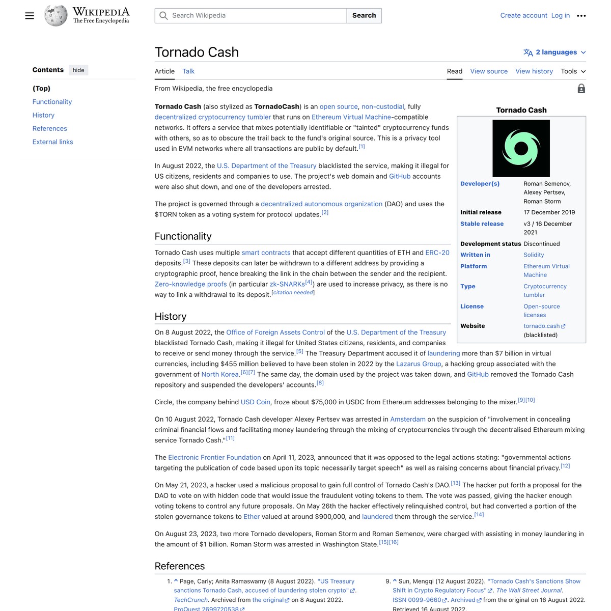 Tornado Cash - Wikipedia — Are.na