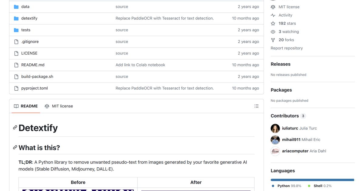 GitHub - iuliaturc/detextify: Remove text from AI-generated images | Are.na