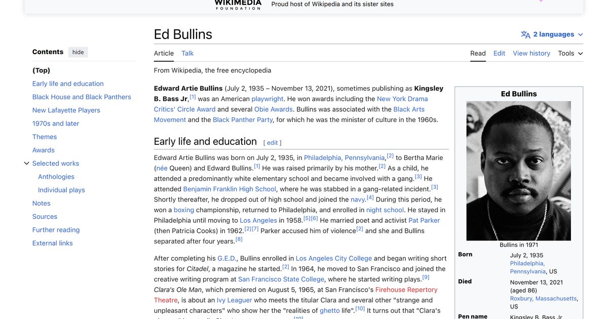 Ed Bullins - Wikipedia | Are.na
