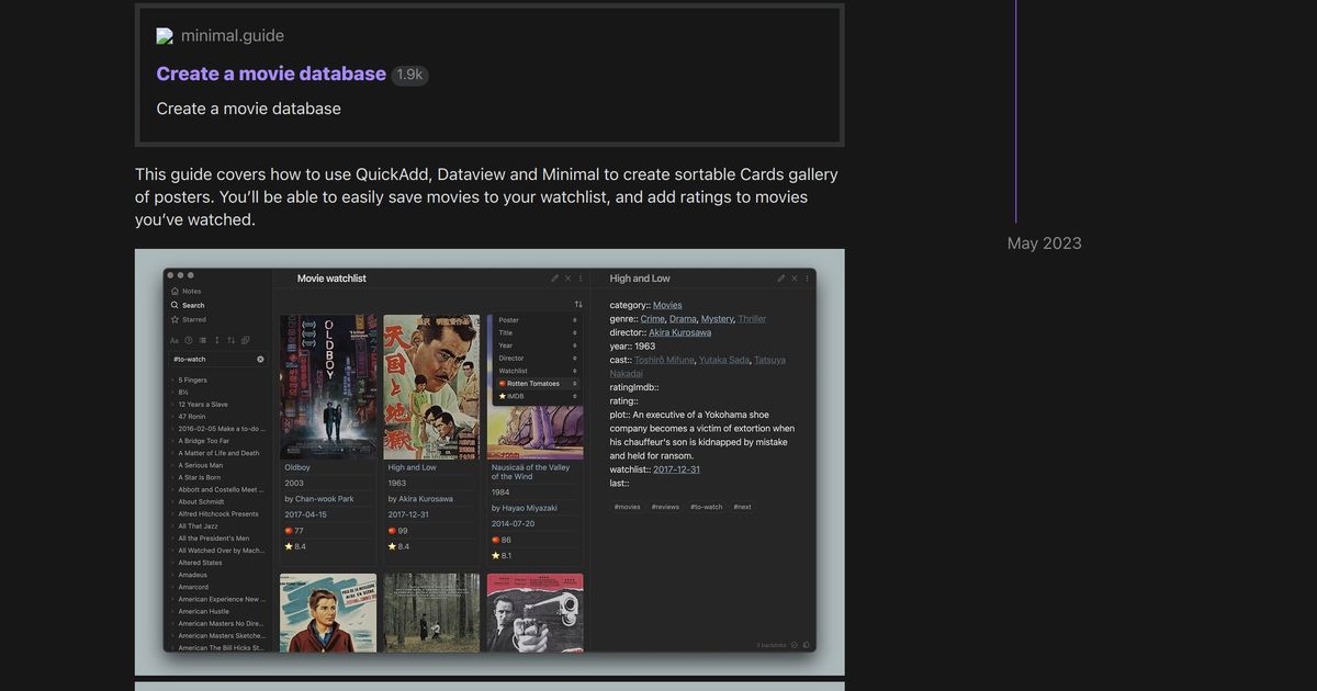 Create a personal movie database using Dataview, QuickAdd and Minimal Theme - Share & showcase ...