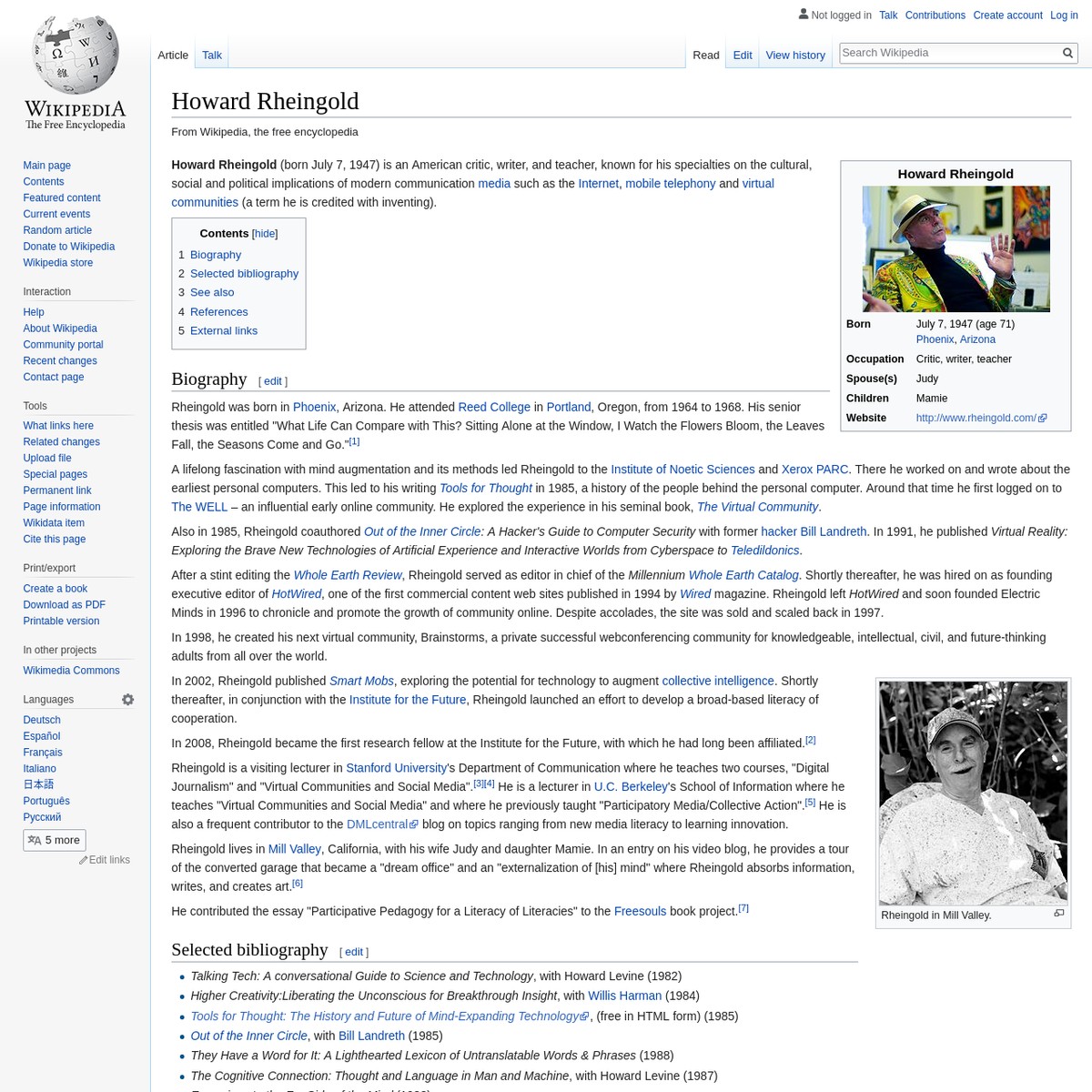 Howard Rheingold - Wikipedia — Are.na