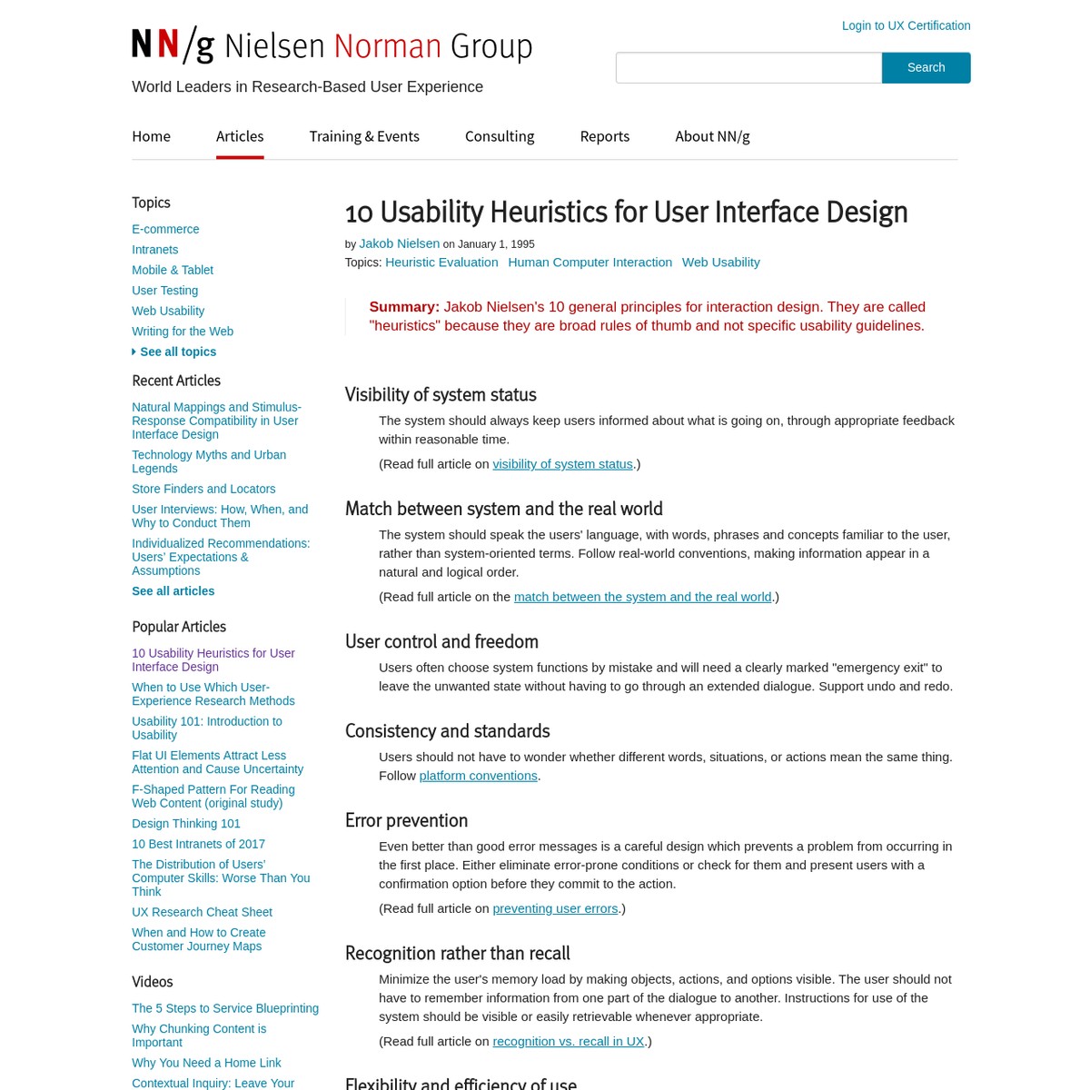 10 Heuristics for User Interface Design: Article by Jakob Nielsen — Are.na