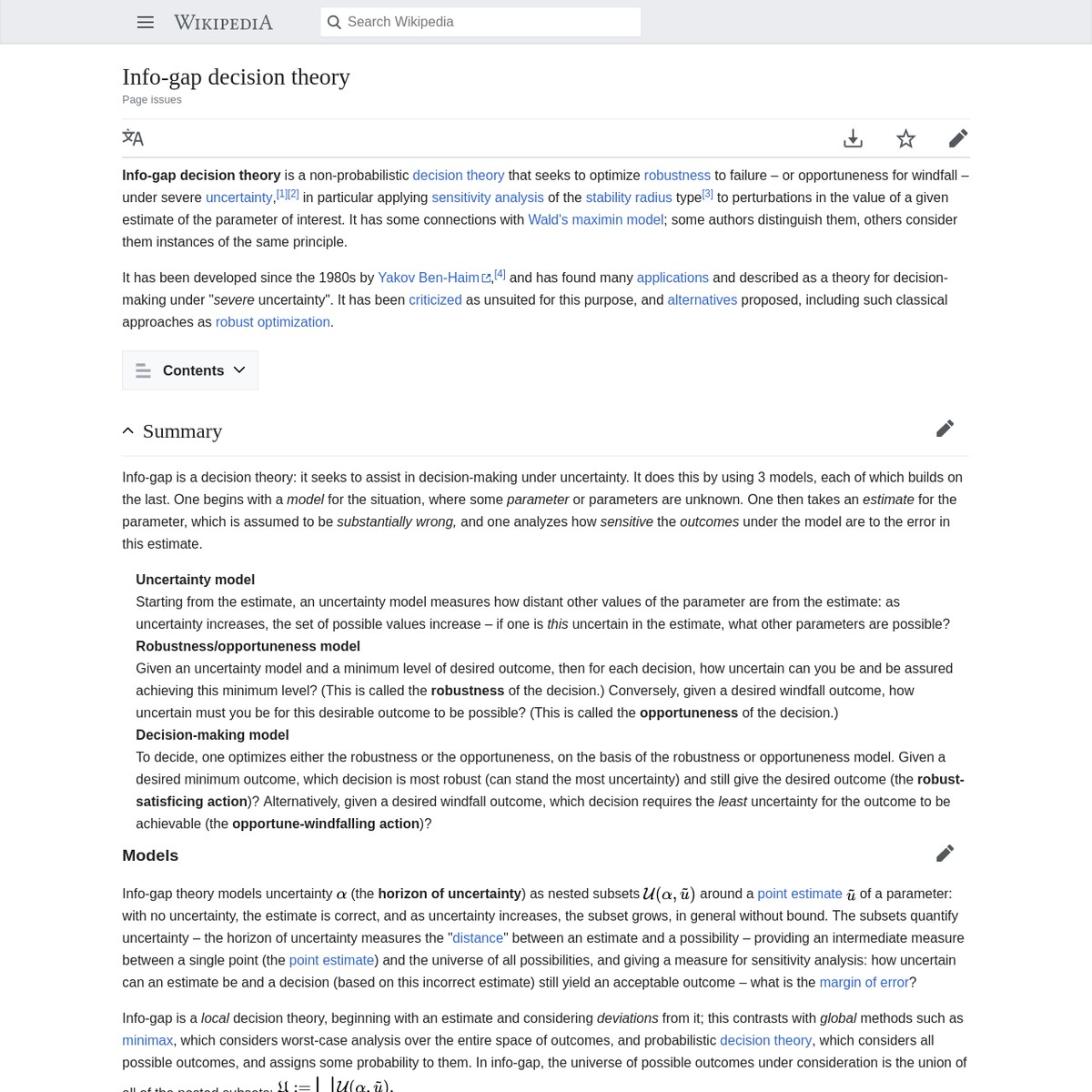 Info-gap decision theory — Are.na
