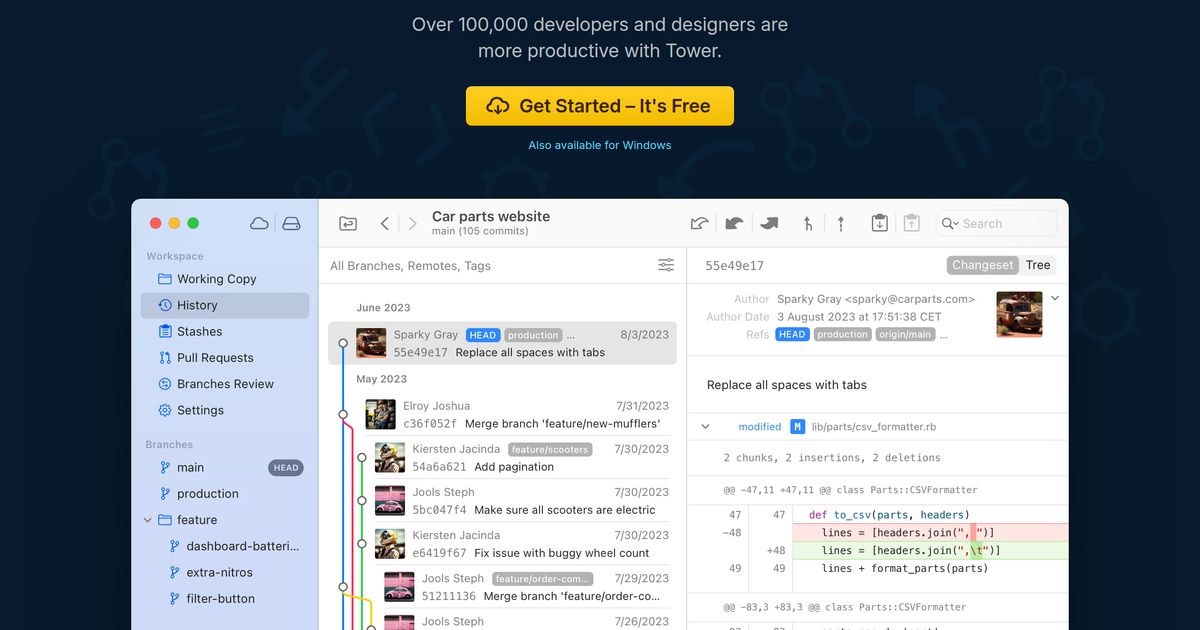 Tower Git Client - Tower — The most powerful Git client for Mac and Windows | Are.na