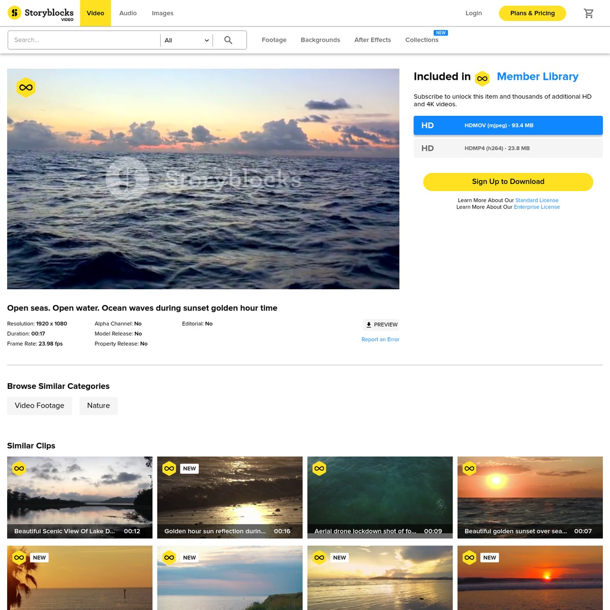 Open seas. Open water. Ocean waves during sunset golden hour time Stock ...