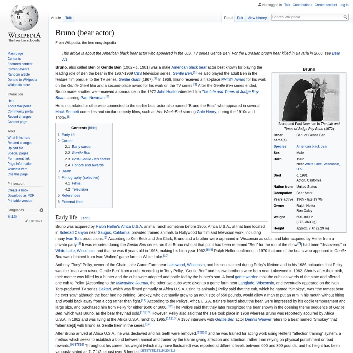 Bruno (bear actor) - Wikipedia — Are.na